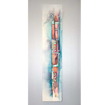 Bassoon in Blue Watercolor and Ink – Jamie Hansen Art