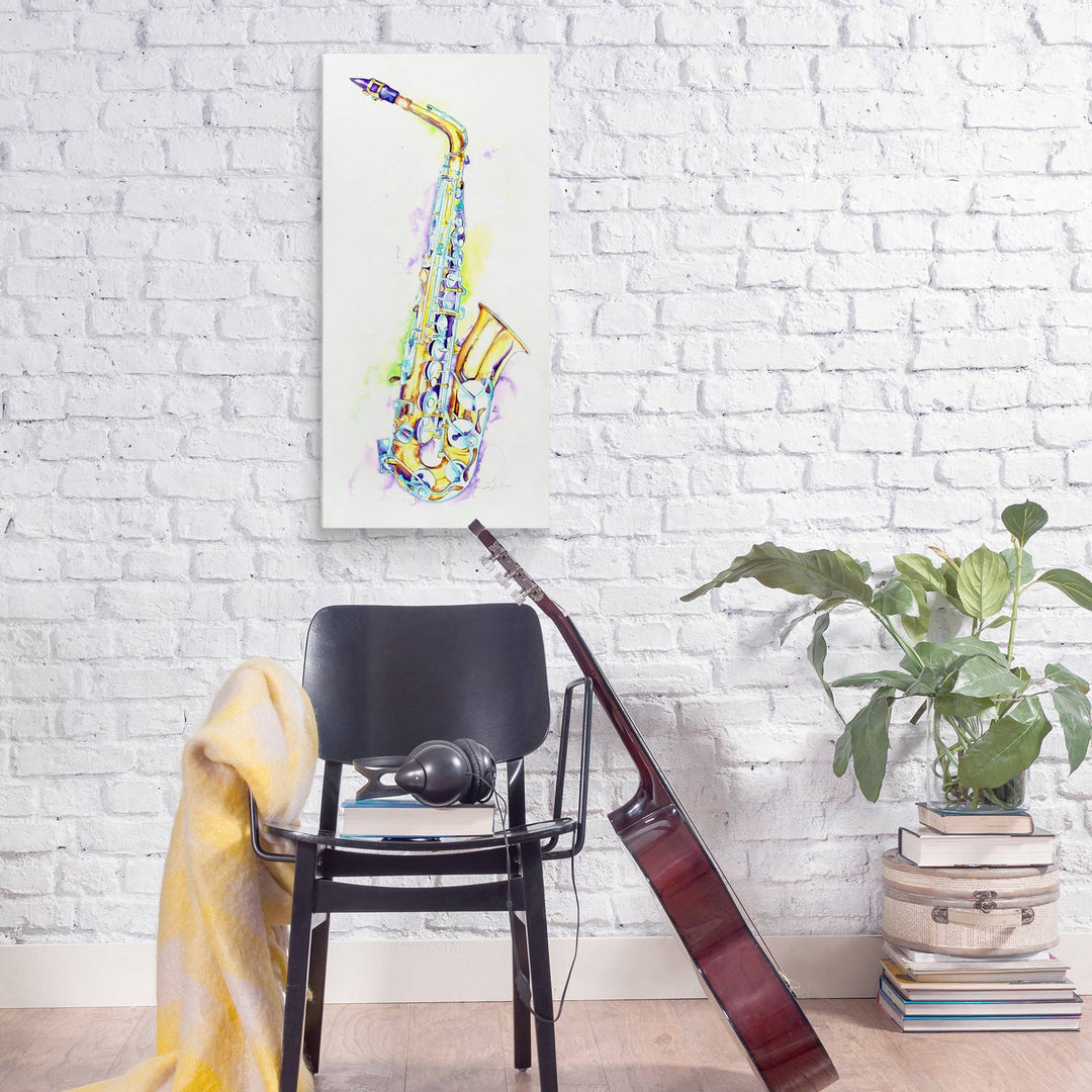 Alto Saxophone Wall Art - Colorful Jazz Sax watercolor art – Jamie ...